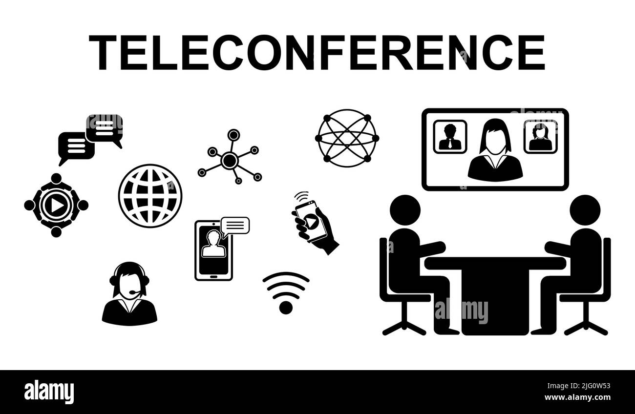 Illustration of a teleconference concept Stock Photo - Alamy
