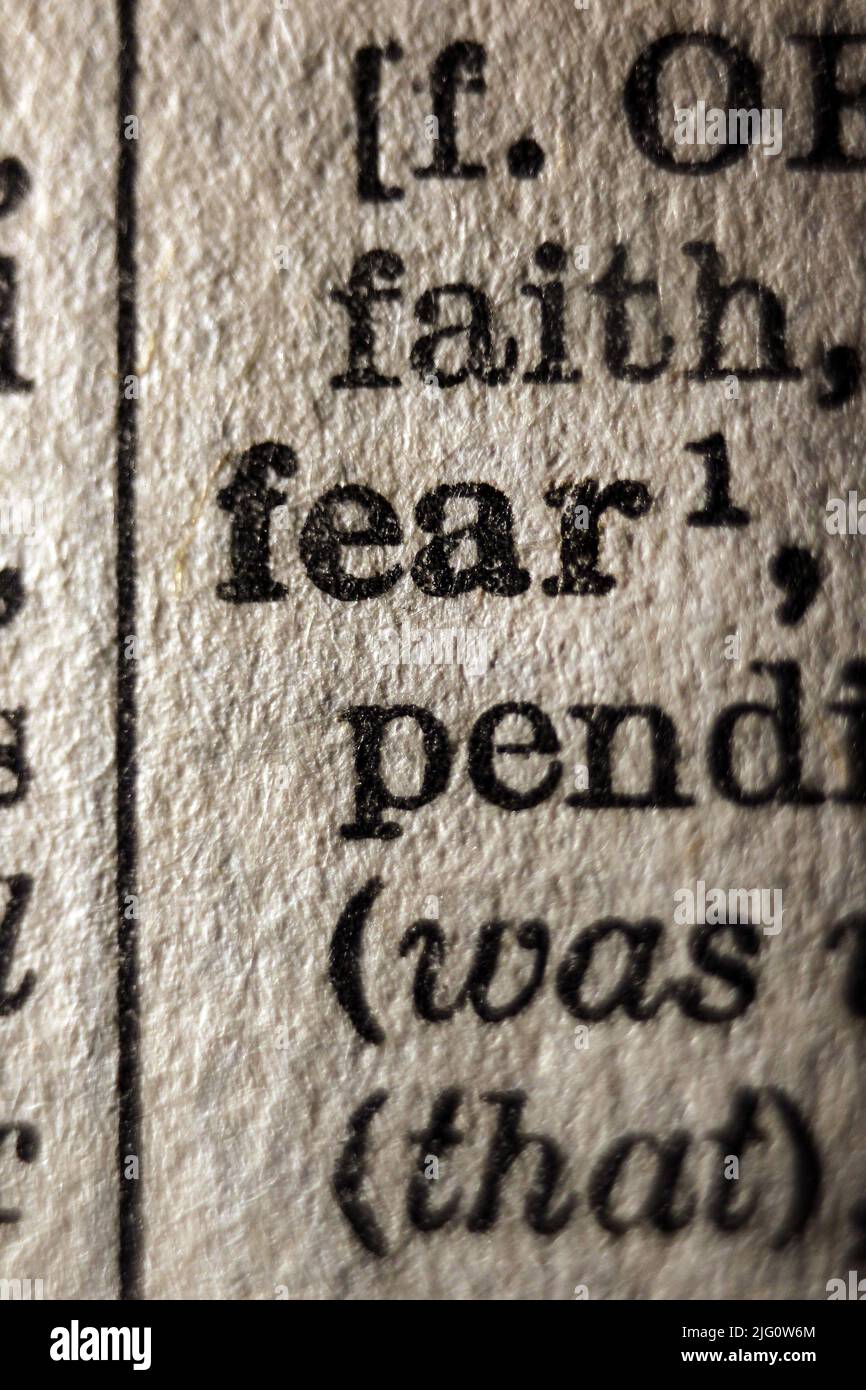 Definition of word fear on dictionary page, close-up Stock Photo - Alamy