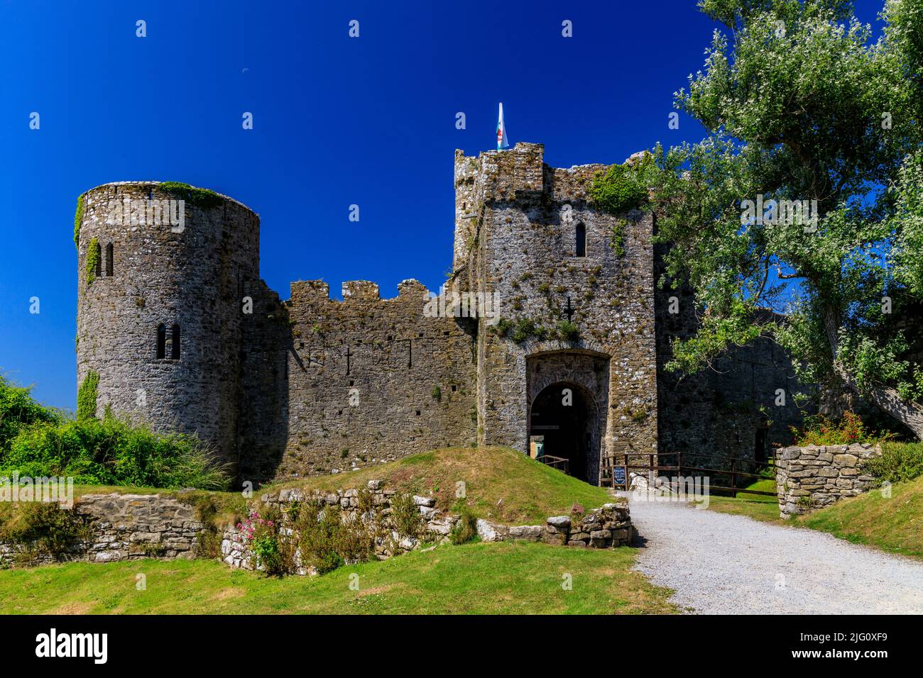 The imposing Gatehouse of the 12th century Norman castle at Manorbier ...