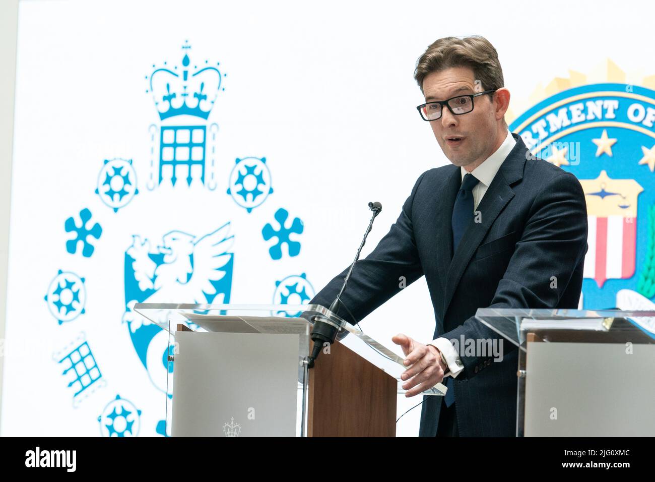 MI5 Director General Ken McCallum at a joint press conference with FBI ...