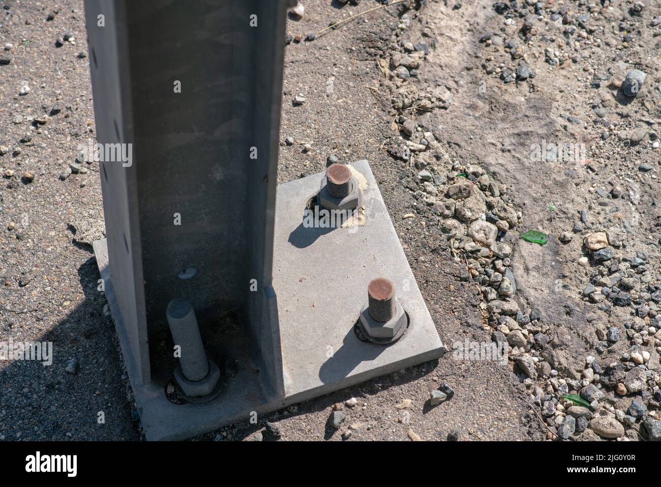 steel structure at the base: the base with a stainless steel plate on ...