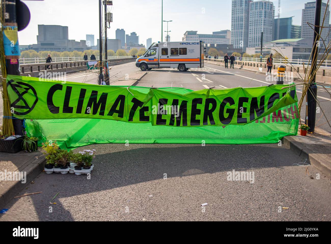 Signs used by Extinction Rebellion supporters during their occupation ...
