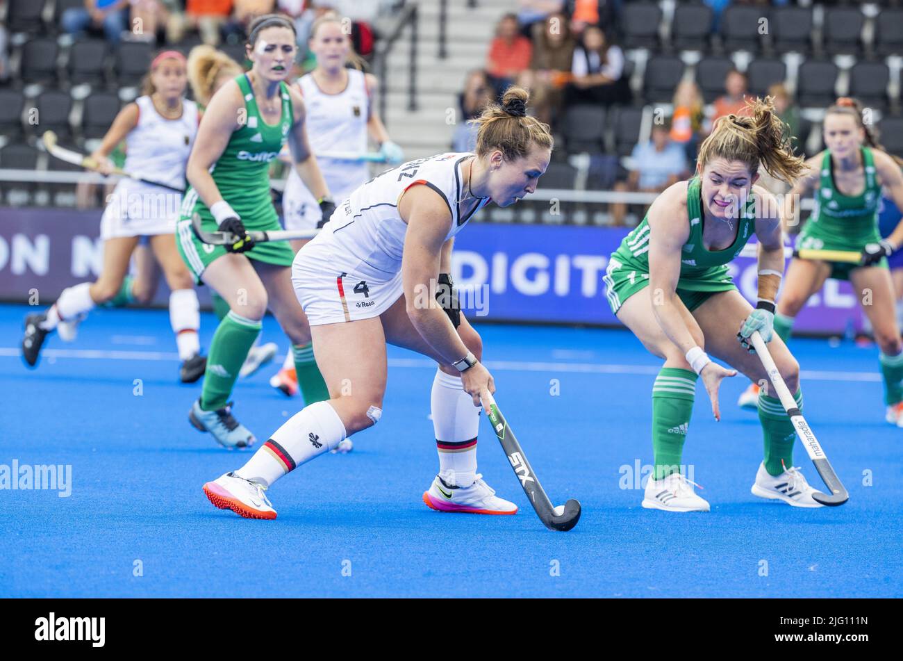 AMSTERDAM - Nike Lorenz (GER) with Sarah Torrans (IRL) during the match ...