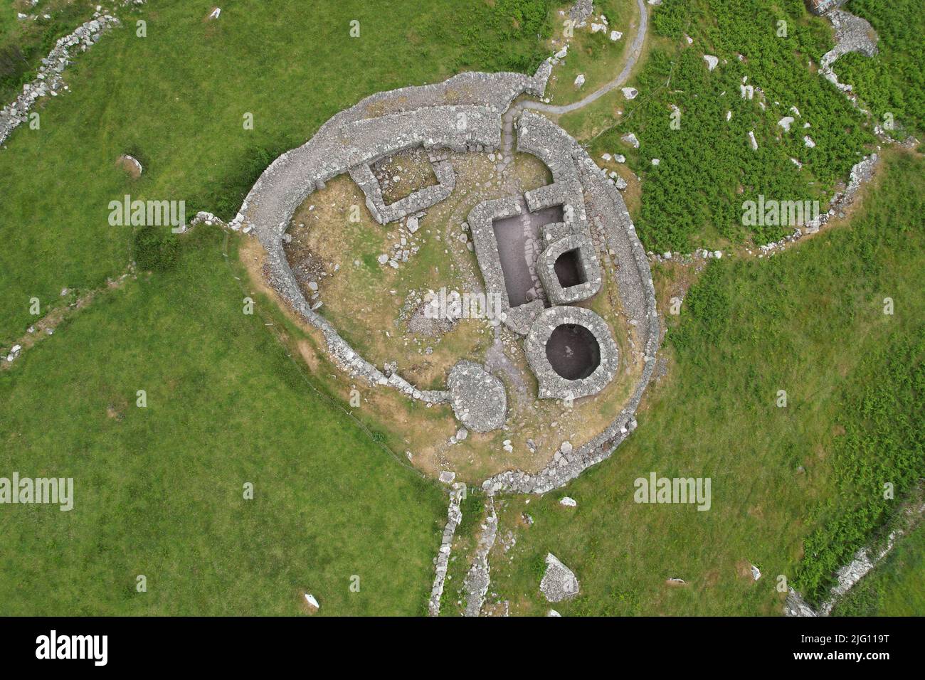 Fahan BeeHive Huts Dingle peninsula Ireland drone aerial view Stock ...