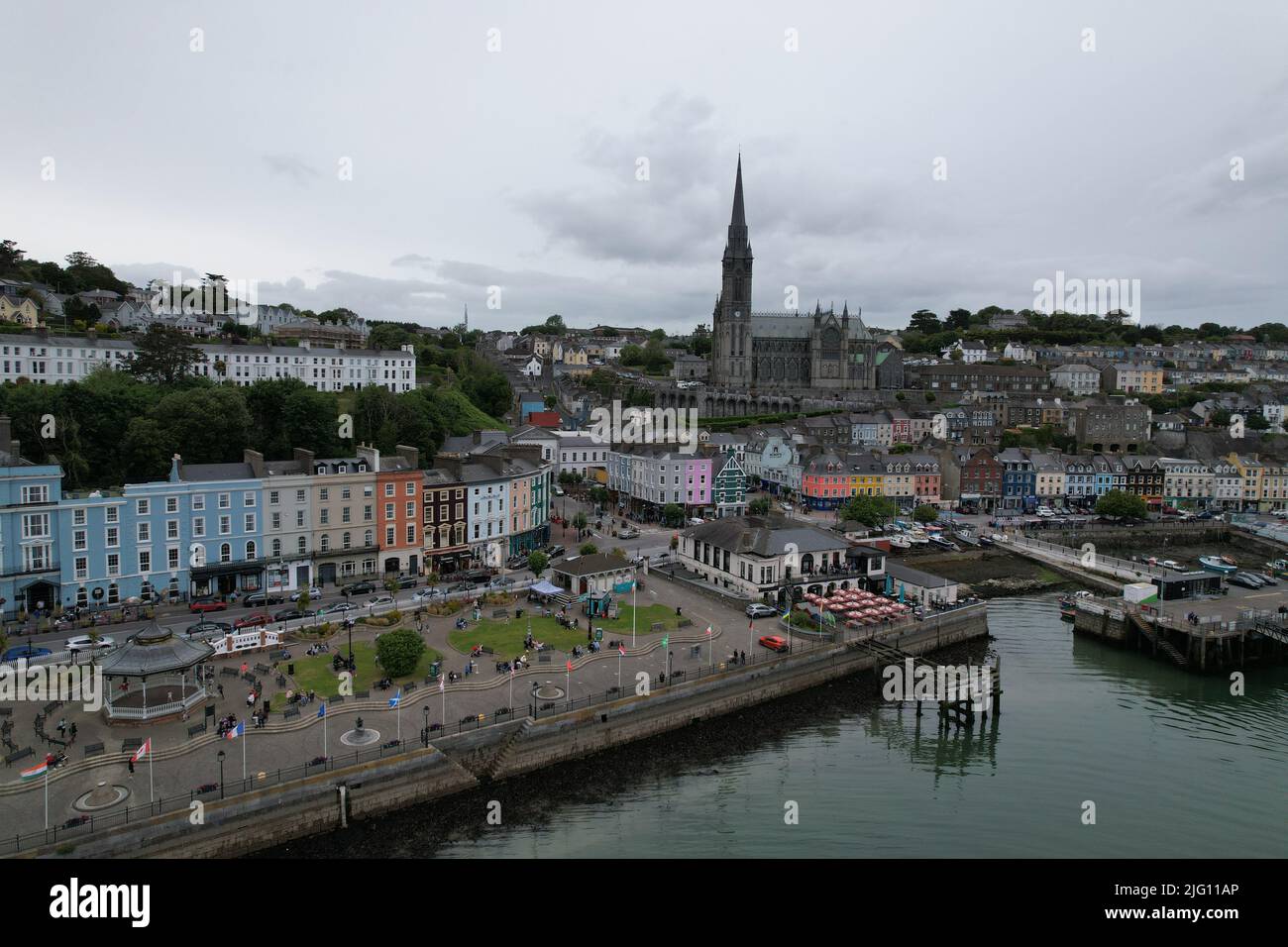 Cobh town and waterfront Ireland drone aerial view Stock Photo - Alamy
