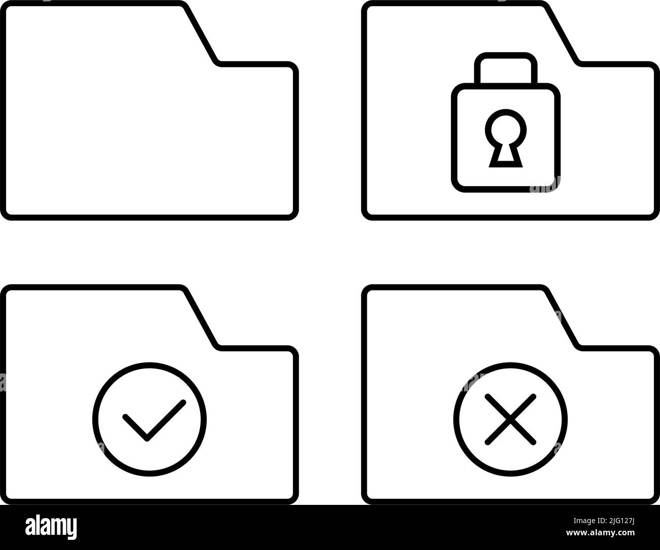Encrypted Folder Folder With Check Mark Folder With Cross Mark And Simple Folder Icon