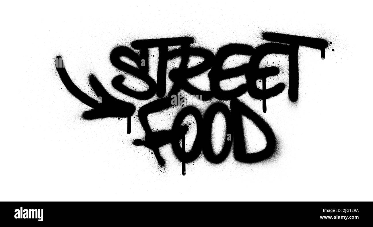 graffiti street food text sprayed in black over white Stock Vector ...