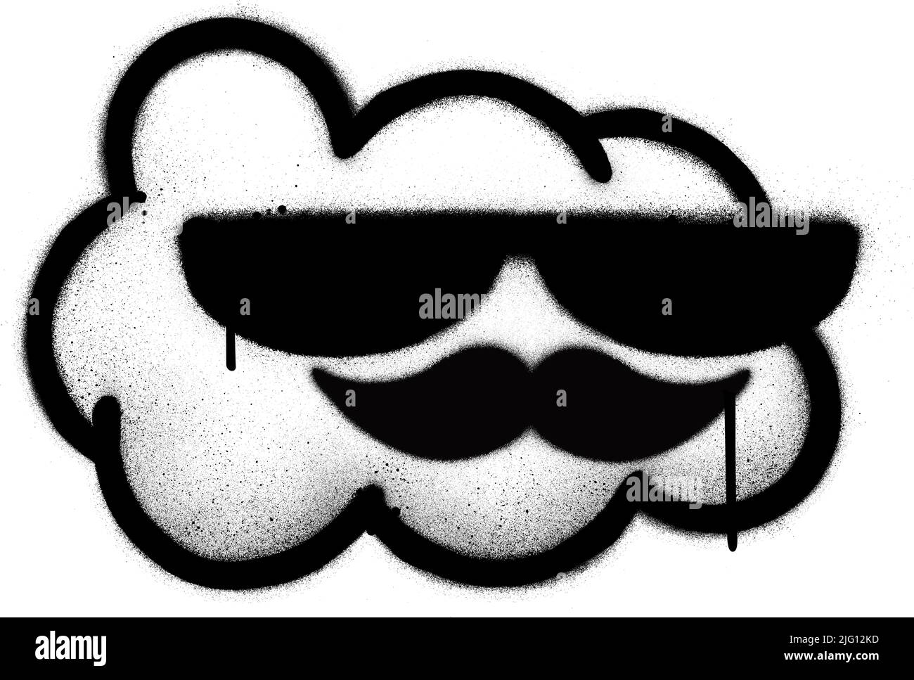 graffiti cloud with a mustache sprayed over white Stock Vector Image ...