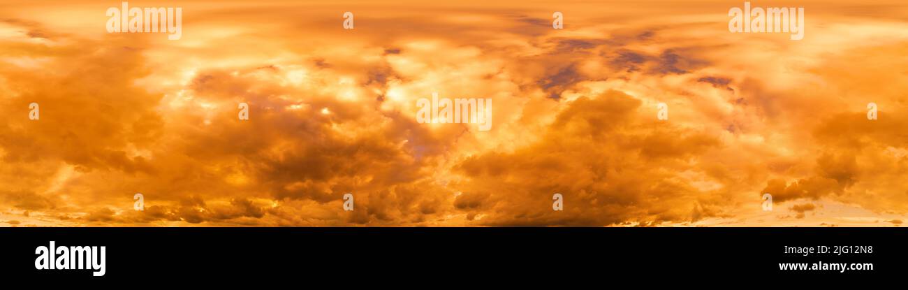 Burning red dramatic overcast sunset sky panorama. Hdr seamless ...