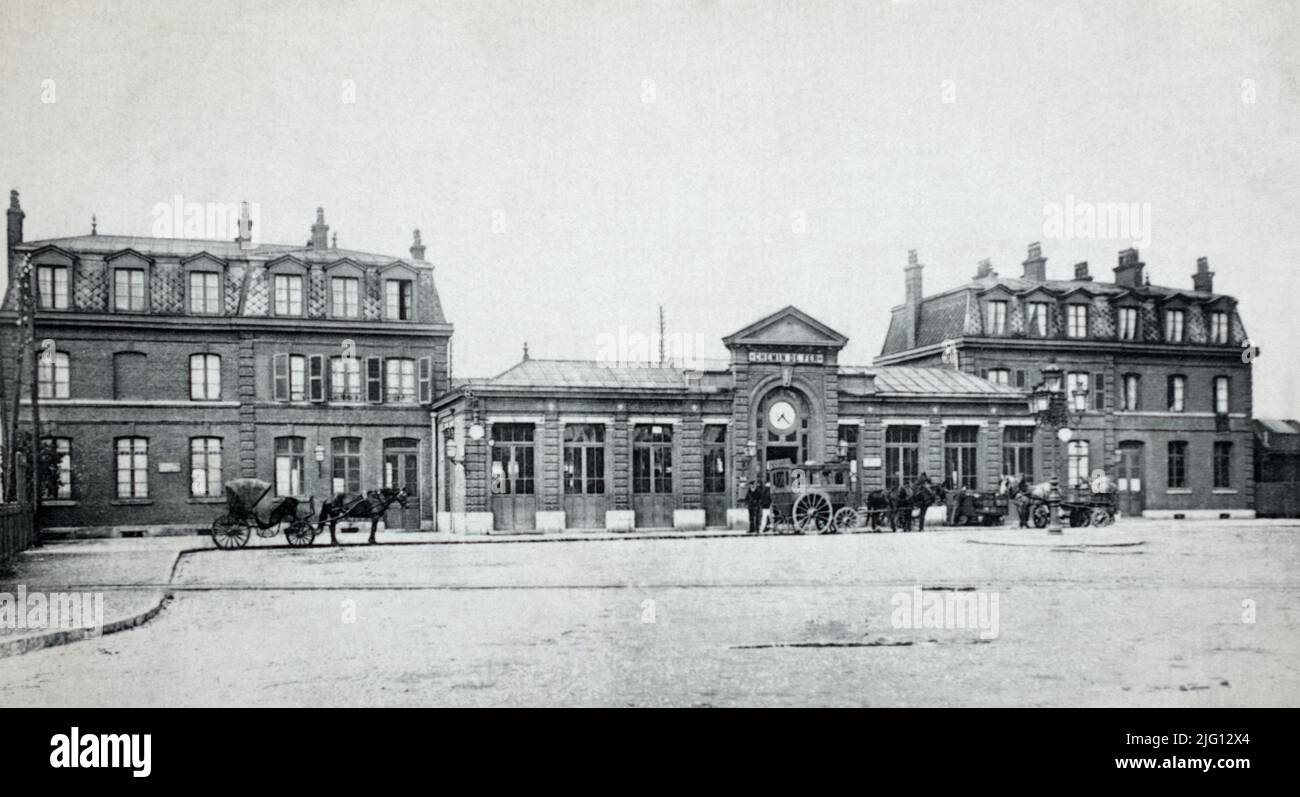 A historical view of the railway station in Béthune, France, c. early ...