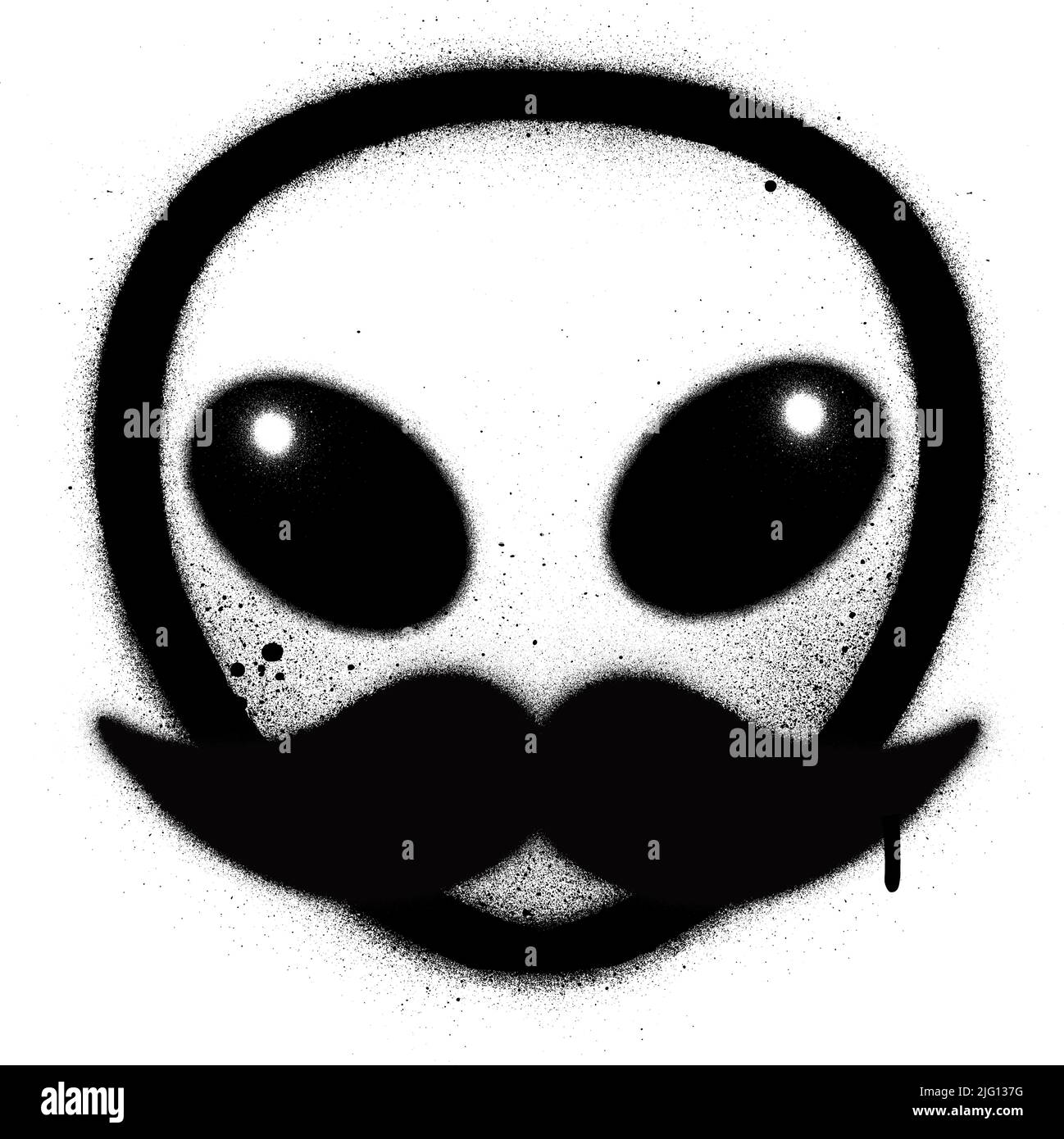 graffiti alien with a mustache sprayed over white Stock Vector Image ...