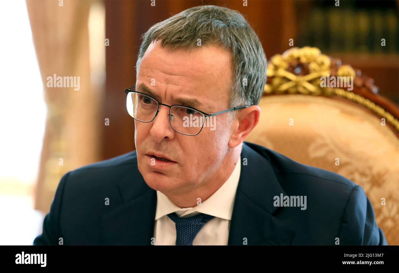 Moscow, Russia. 06th July, 2022. United Grain Company CEO Dmitry Sergeev, during a face-to-face ...