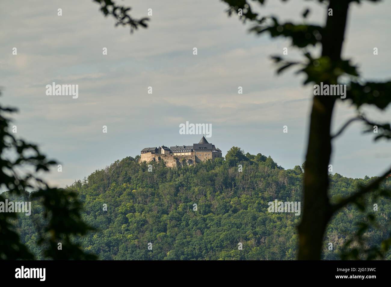 Hotel Schloss Waldeck at lake Edersee, a castle high above an ...