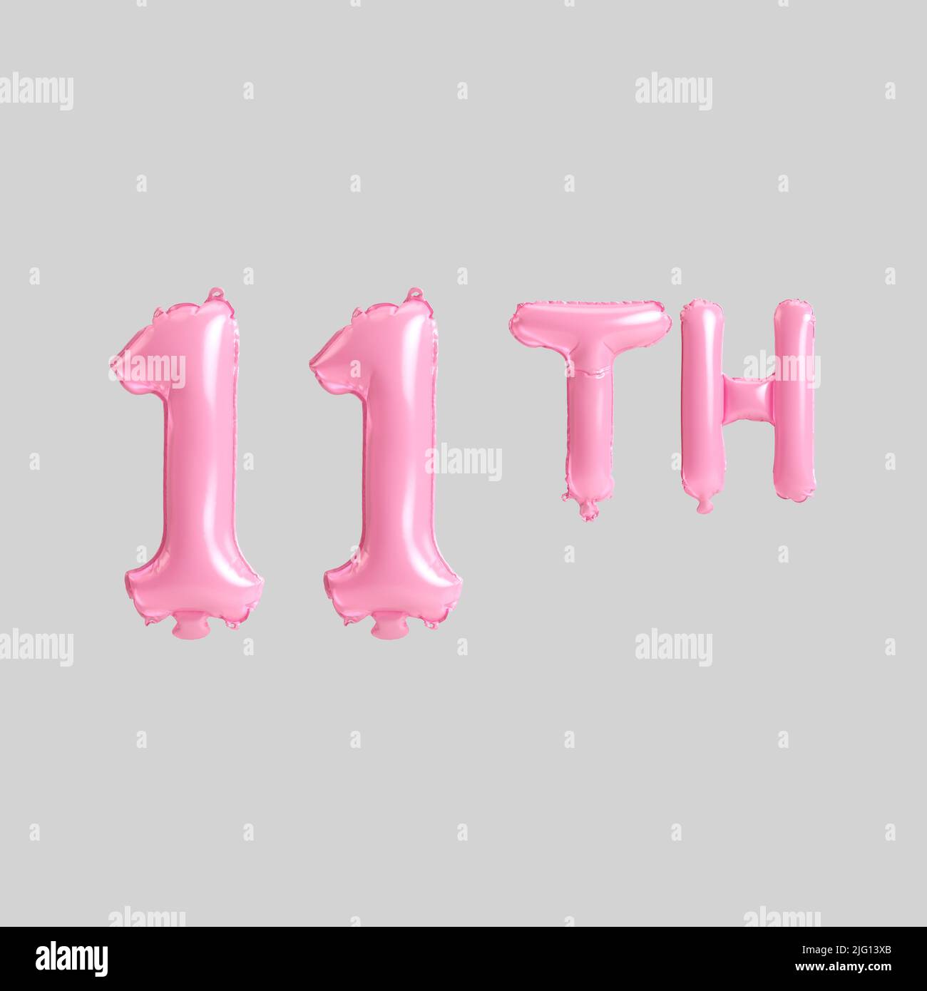 3d illustration of 11th pink balloons isolated on background Stock ...