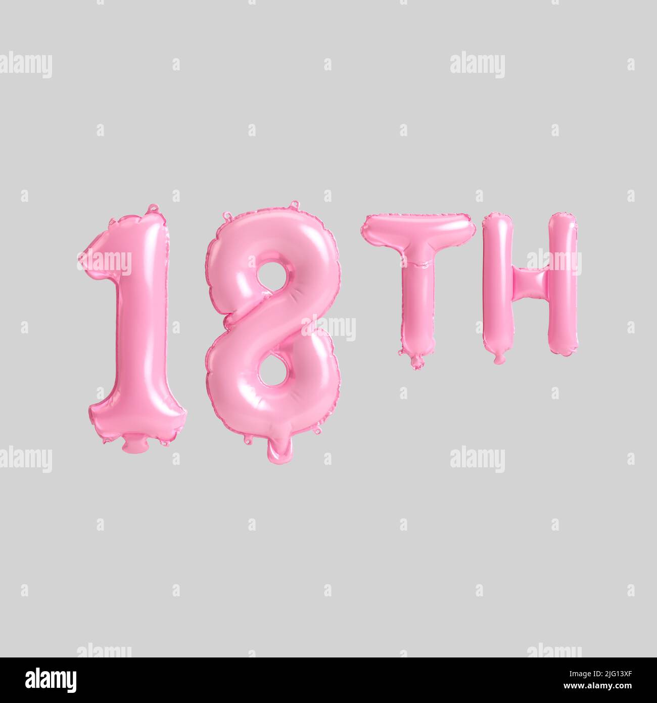 3d illustration of 18th pink balloons isolated on background Stock ...
