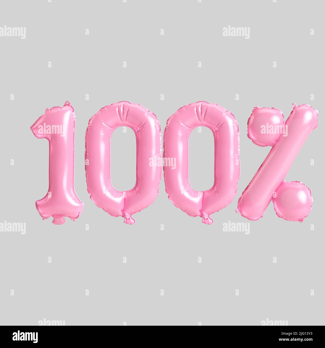 3d illustration of 100 percent pink balloons isolated on background ...