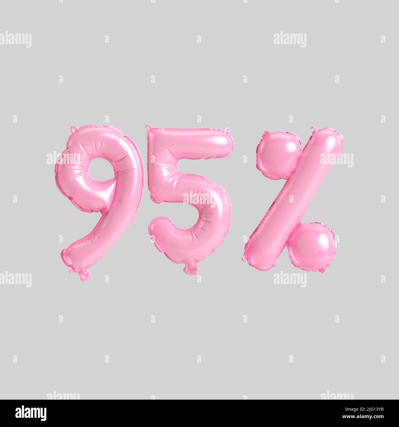 3d illustration of 95 percent pink balloons isolated on background ...