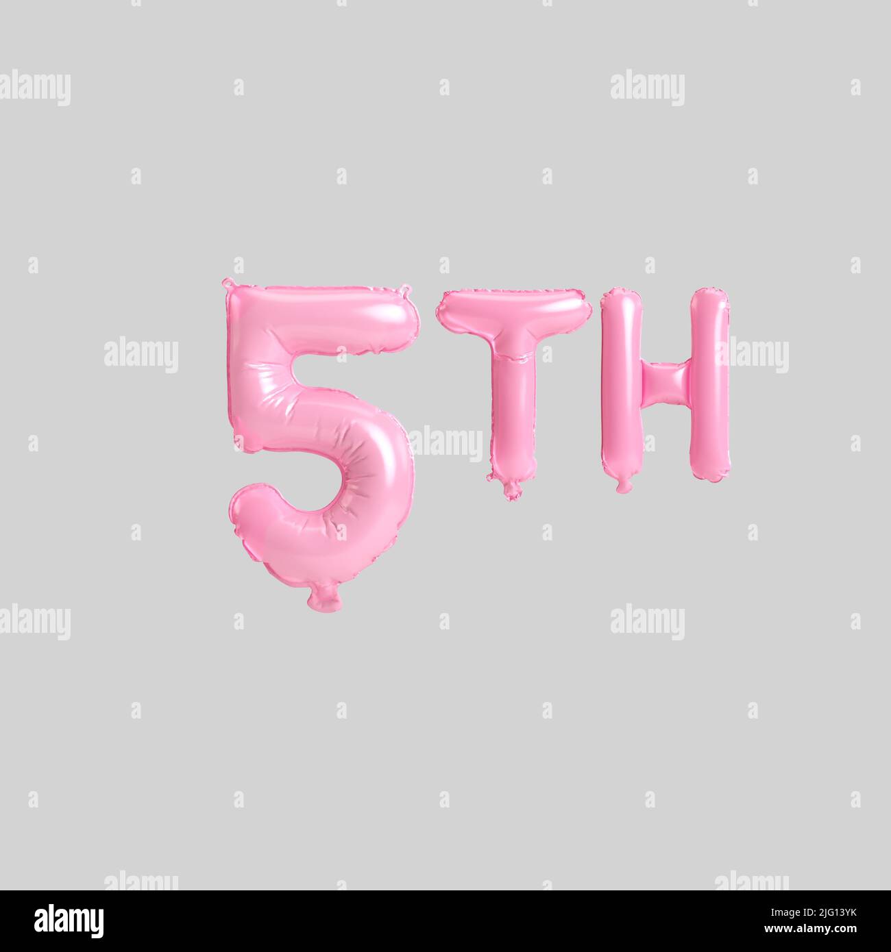 3d illustration of 5th pink balloons isolated on background Stock Photo ...