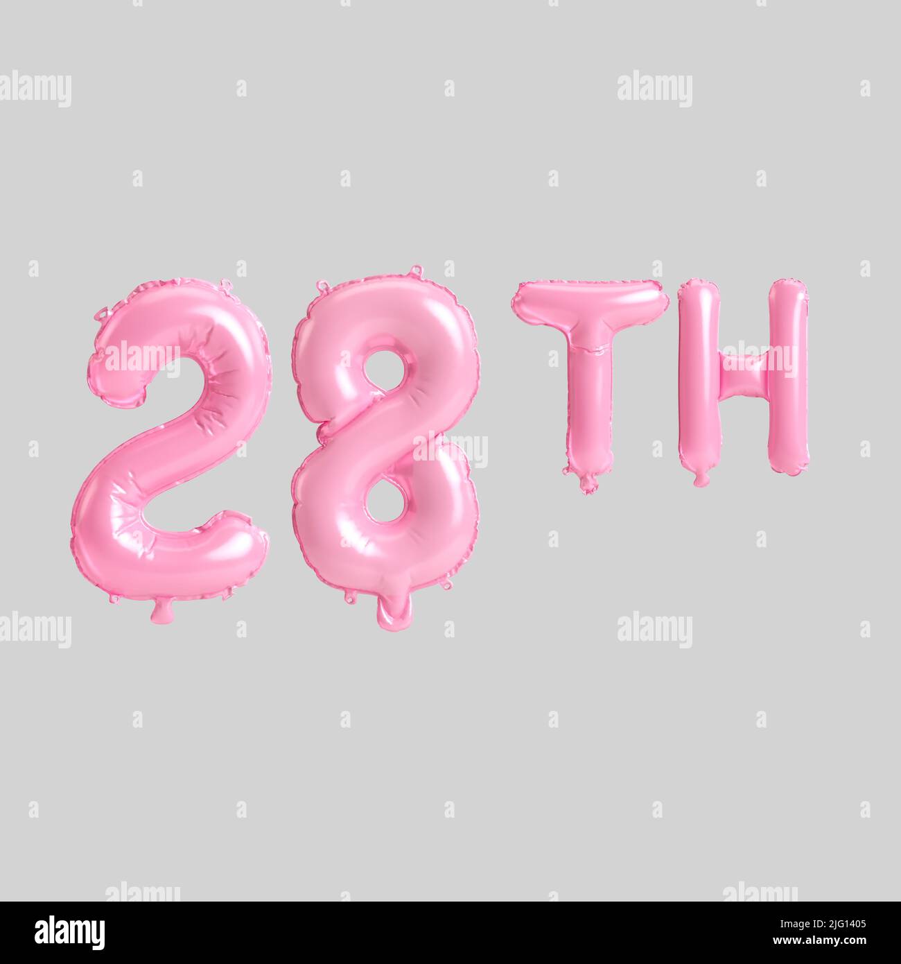 3d illustration of 28th pink balloons isolated on background Stock ...