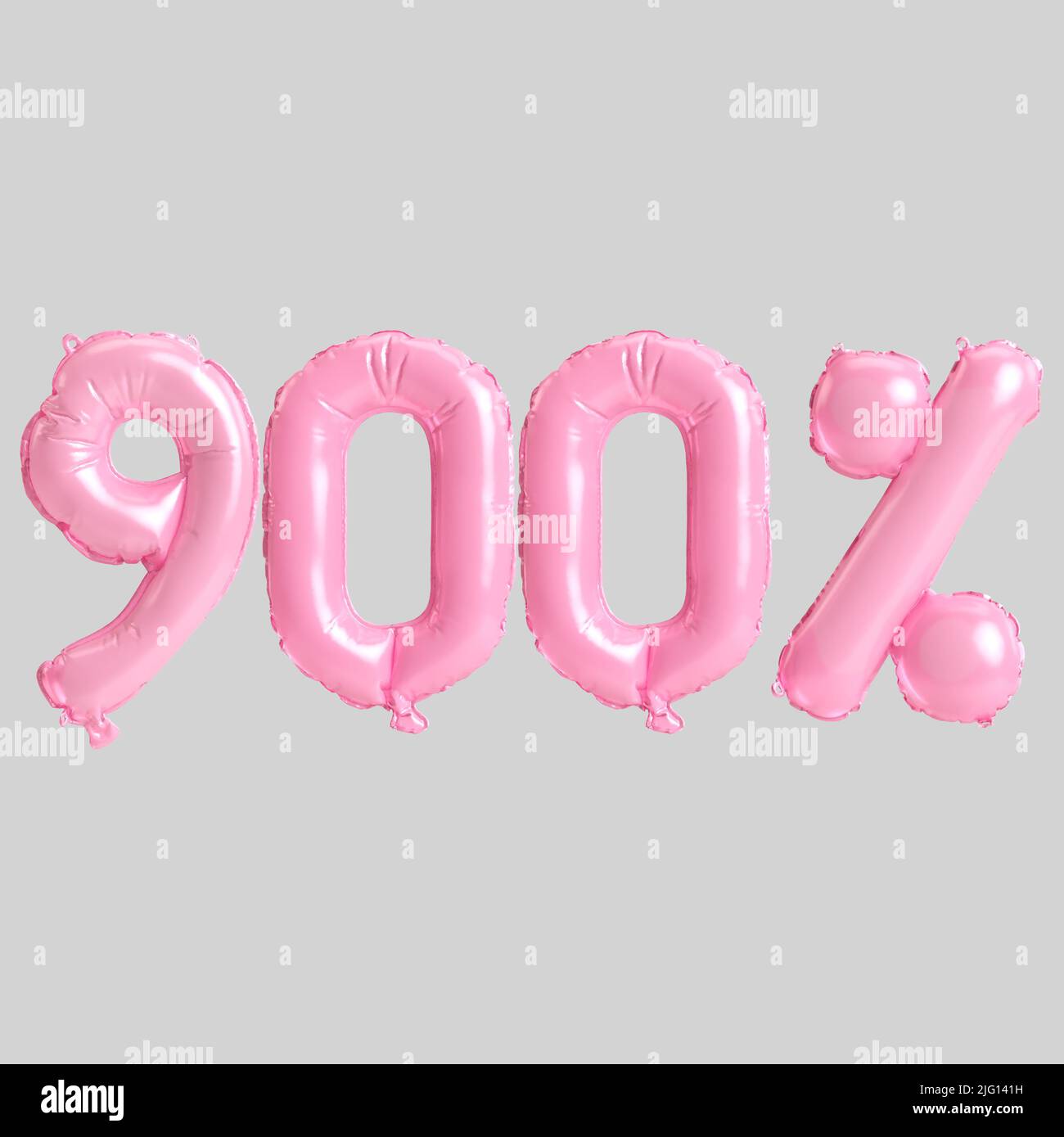 3d illustration of 900 percent pink balloons isolated on background ...