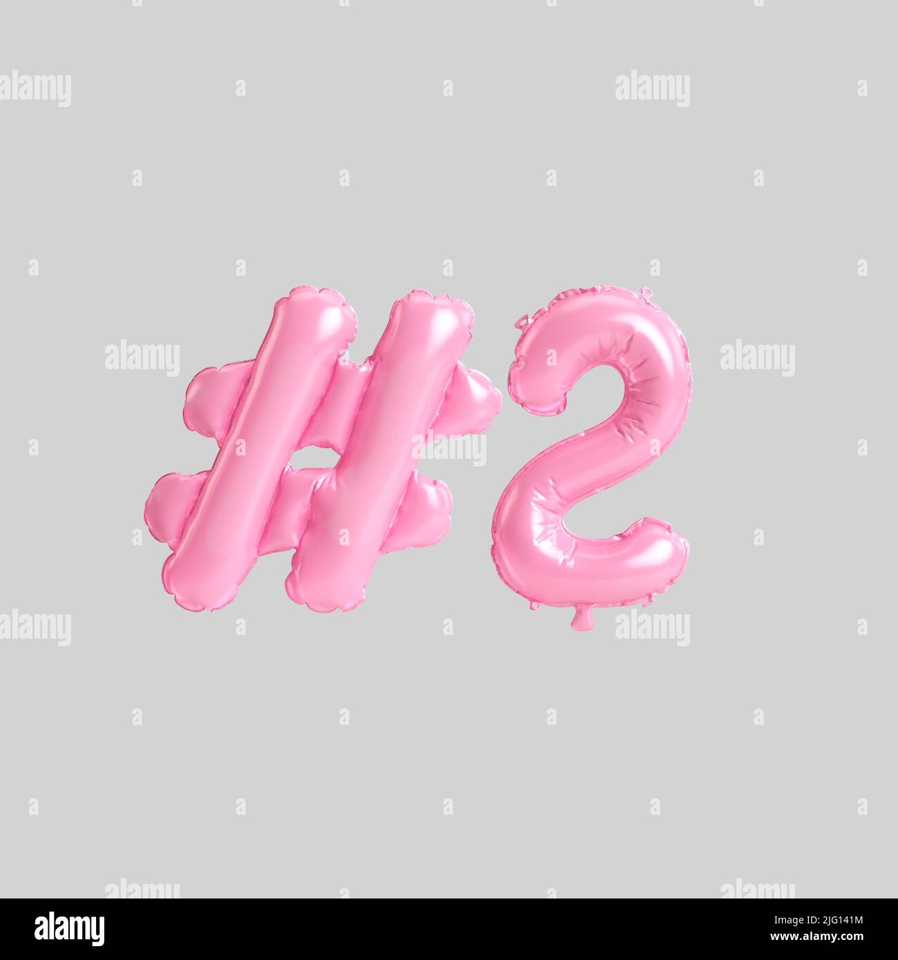 3d illustration of 2 hashtag pink balloons isolated on white background ...