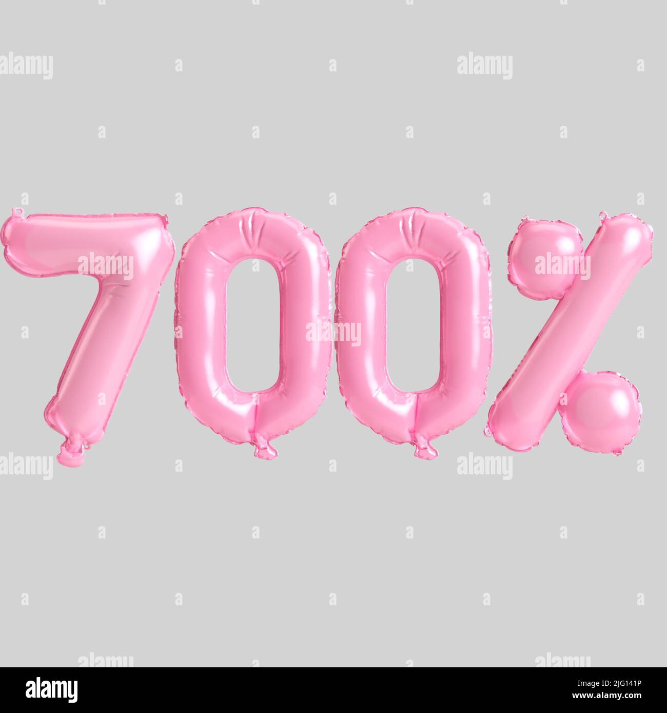 3d illustration of 700 percent pink balloons isolated on background ...