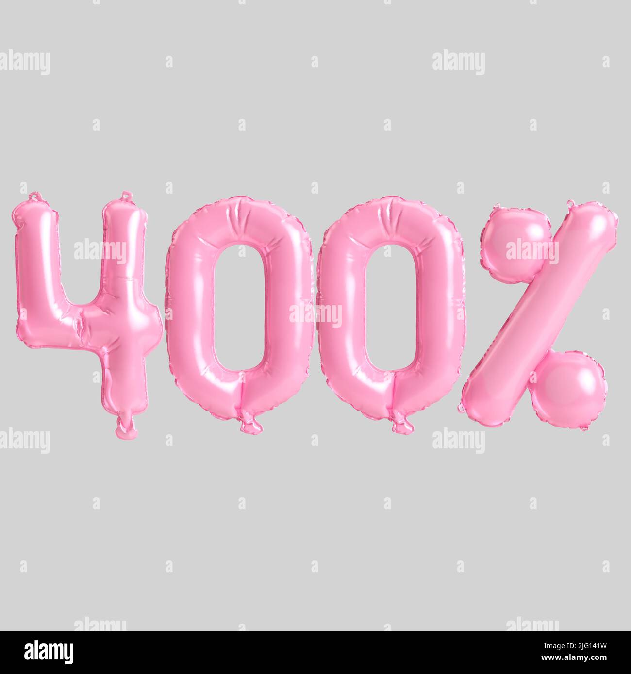 3d illustration of 400 percent pink balloons isolated on background ...