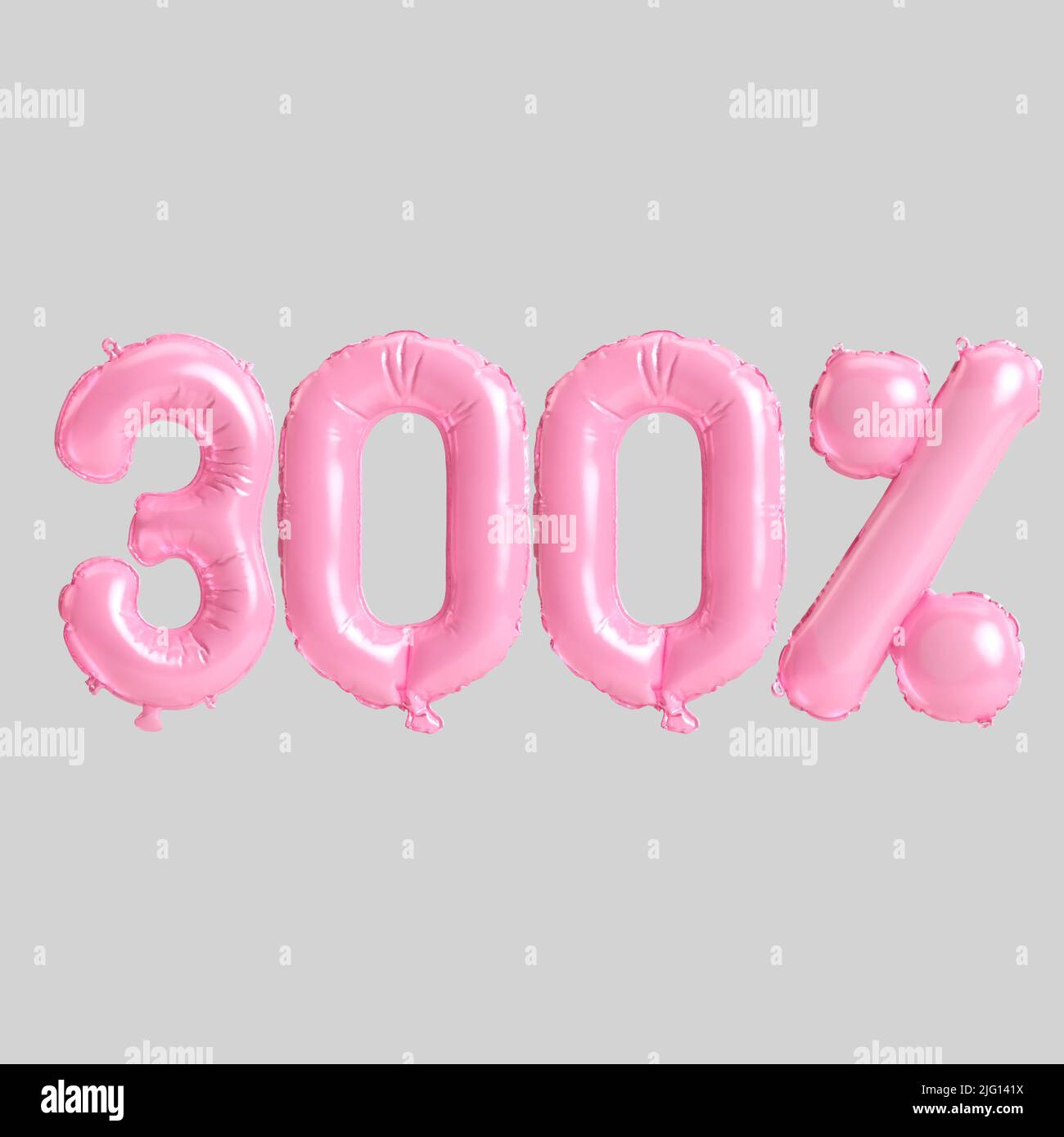 3d illustration of 300 percent pink balloons isolated on background ...