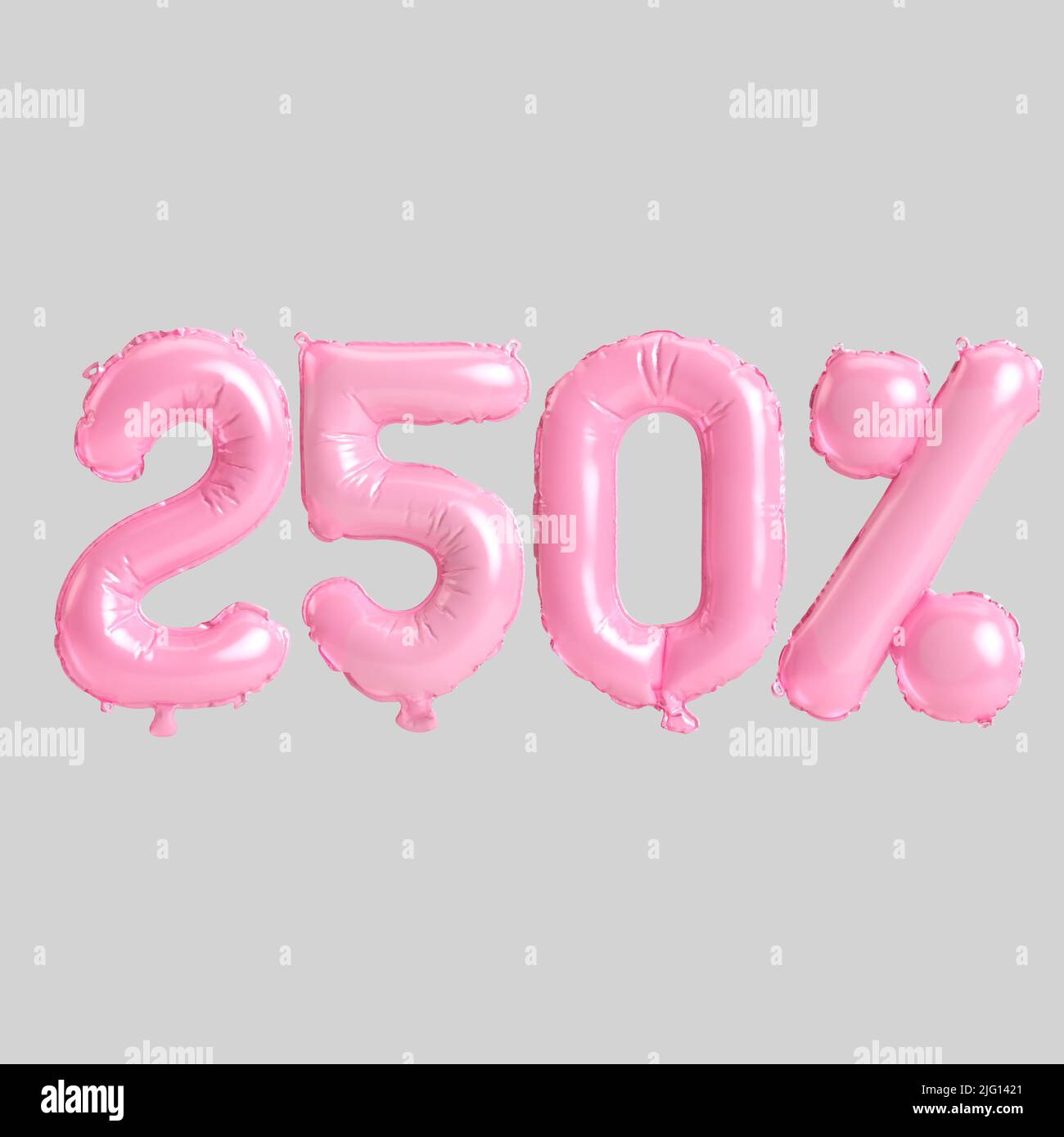 3d illustration of 250 percent pink balloons isolated on background ...