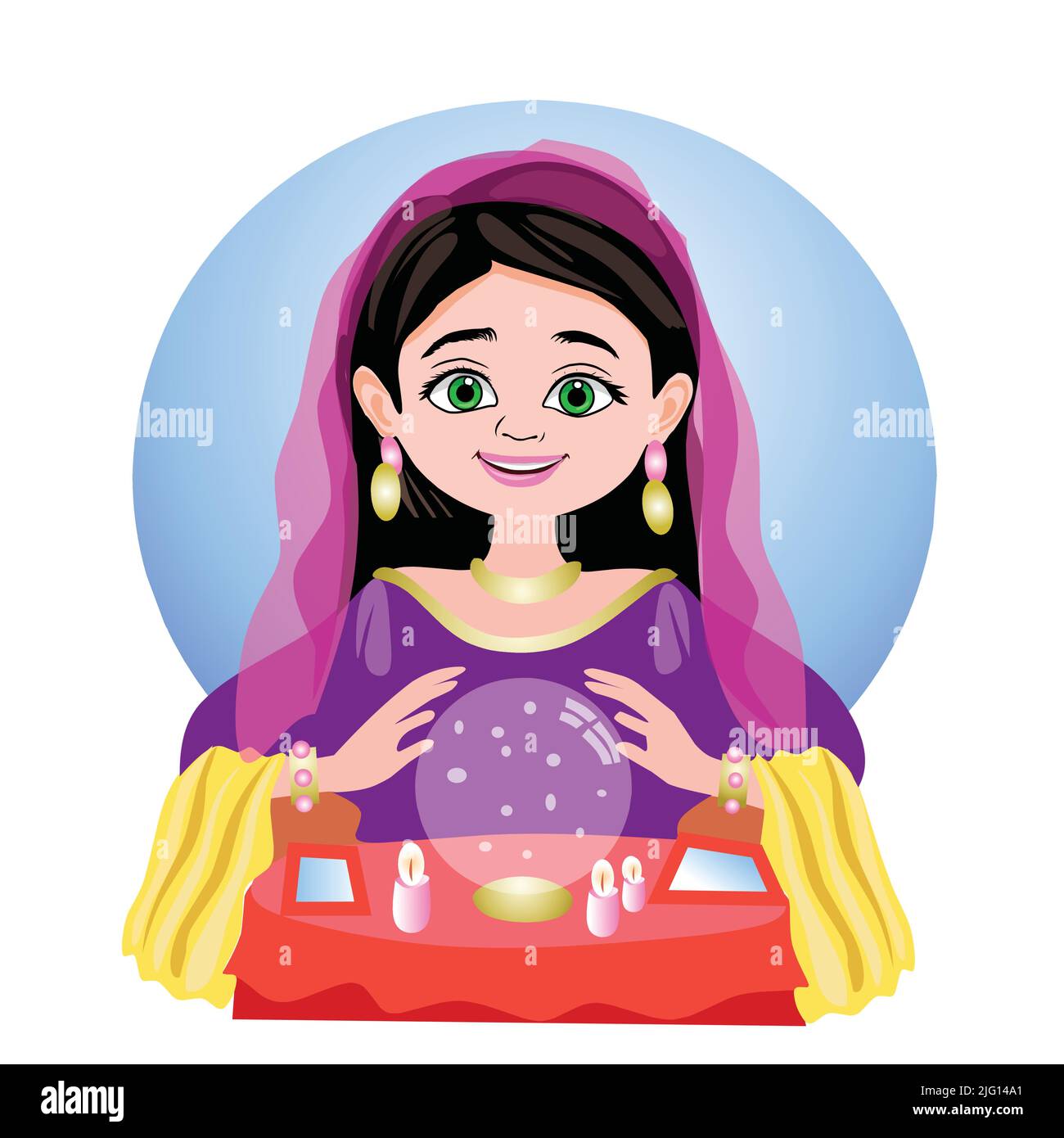 fortune teller girl cute beautiful fortuneyeller lady vector ...