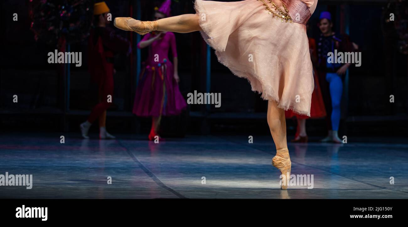 La Esmeralda ballet. Closeup of dancing legs. Ballet wallpaper Stock ...