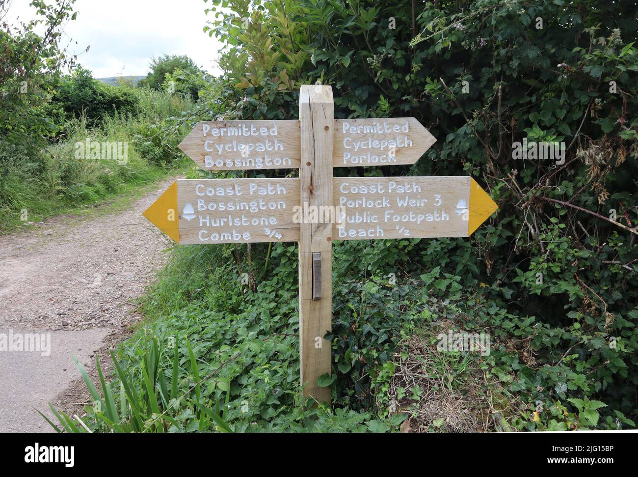 A British coast path sign between Bossington and Porlock Weir. It is ...