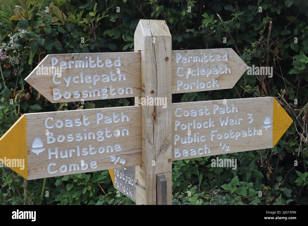 A British coast path sign between Bossington and Porlock Weir. It is ...