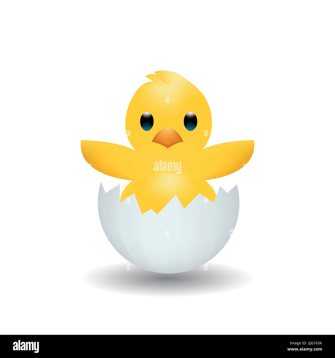 Funny yellow newborn chicken in broken egg shell, cute emoji character ... Funny yellow newborn chicken in broken egg shell, cute emoji character ...