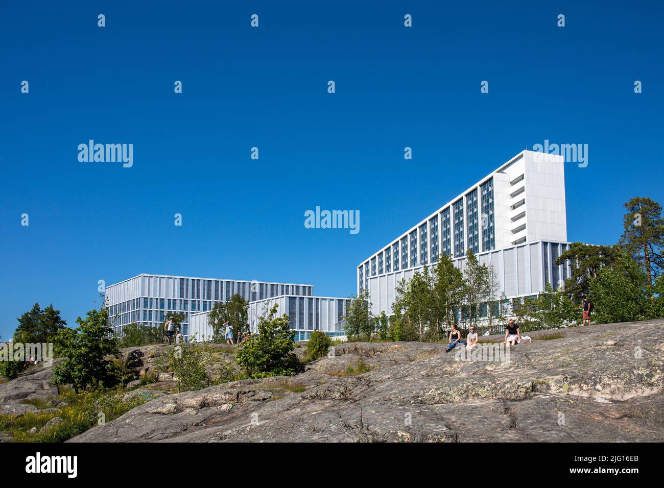 Meilahti hospital area behind Humallahti cliffs in Helsinki, Finland ...