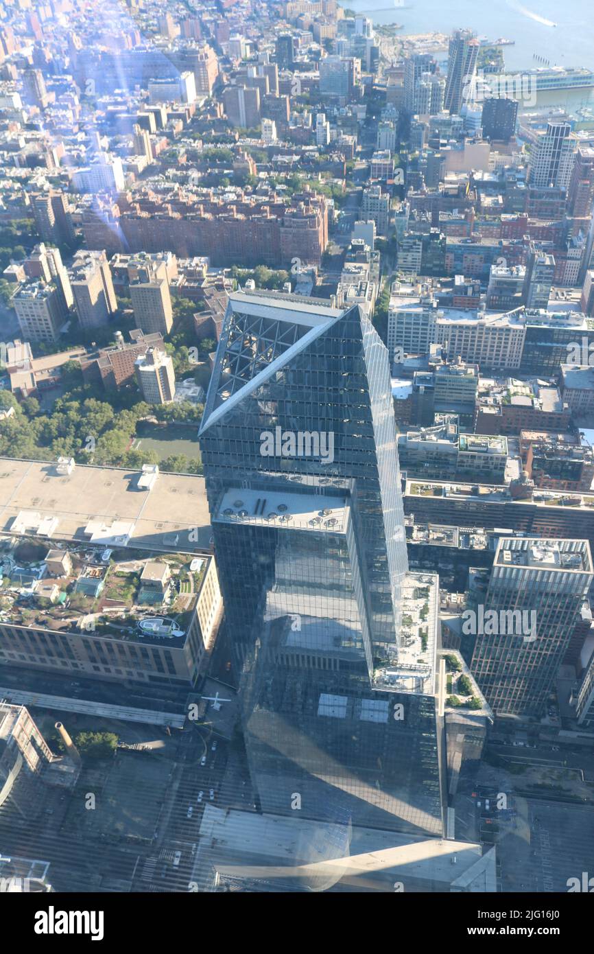 Equinox Hudson Yards with a military drone statue next to it Stock ...