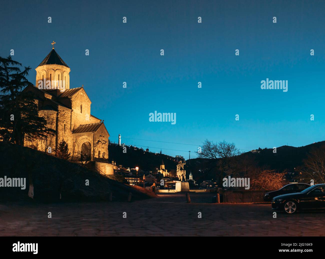 Tbilisi, Georgia. Scenic View Of Metekhi Church. Virgin Mary Assumption ...