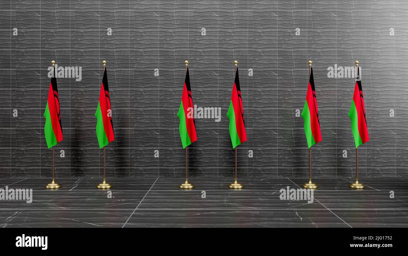 Malawi flags, Malawi flag on the black background, 3D work and 3D image ...