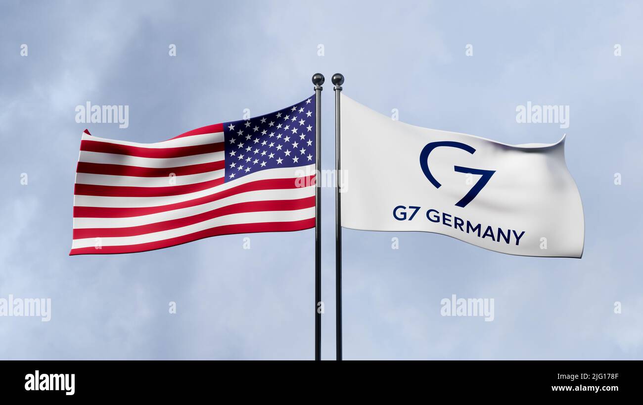 USA and G7, flag G7 Germany and USA, Member G7 USA, Group of Seven ...