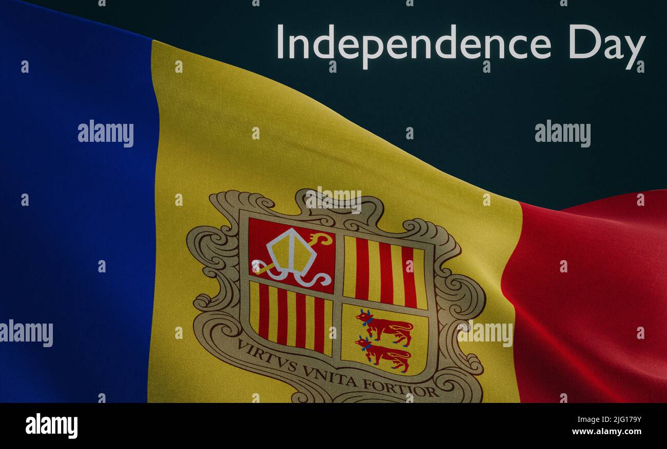 Flag Andorra, Happy independence day Andorra, 3D work and 3D ...