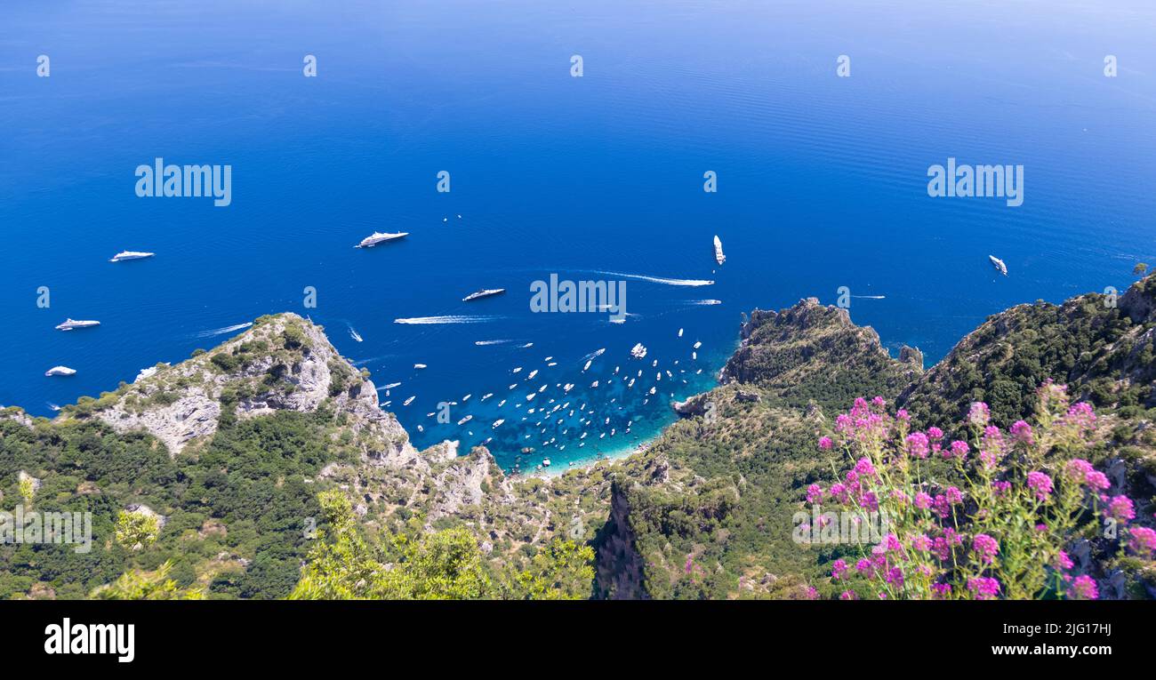 Italy, scenic views of Capri Island and from panoramic lookout of Monte ...