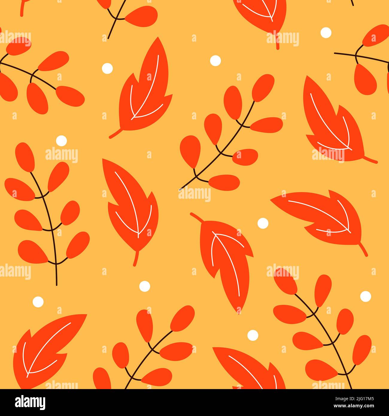 Autumn leaves in cartoon style. Seamless pattern. A cute background ...