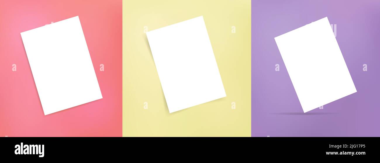 White Blank Isolated Colorful Poster Mockup Template Set Brand Identity ...