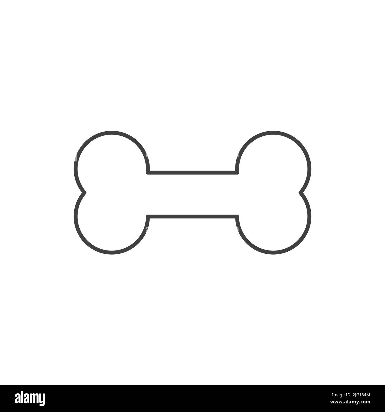 Dog bone shape. Outline cartoon and flat style sign. Vector on white ...