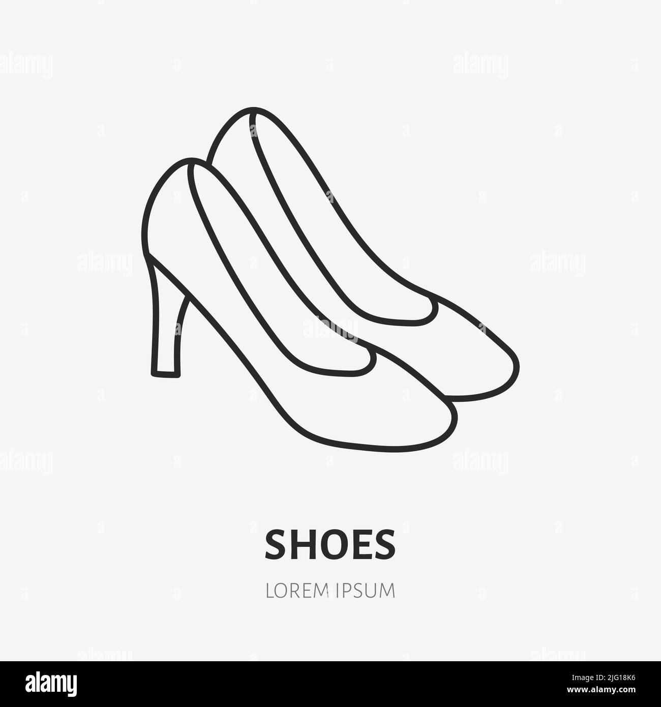 Shoes doodle line icon. Vector thin outline illustration of footgear ...