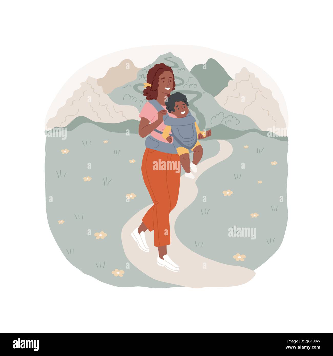 Hiking with a baby isolated cartoon vector illustration. Family ...