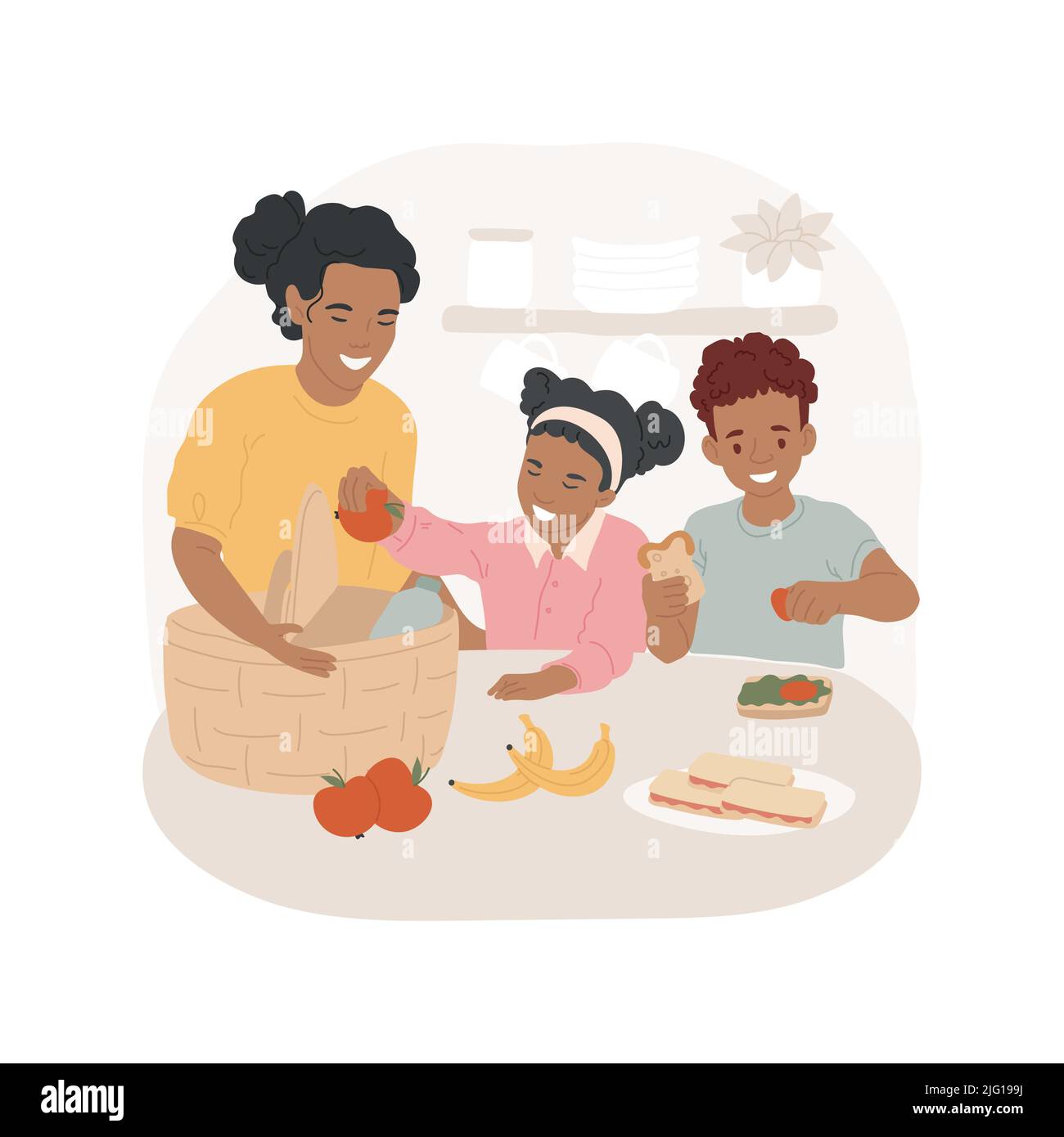 Picnic basket set up isolated cartoon vector illustration. Packing ...