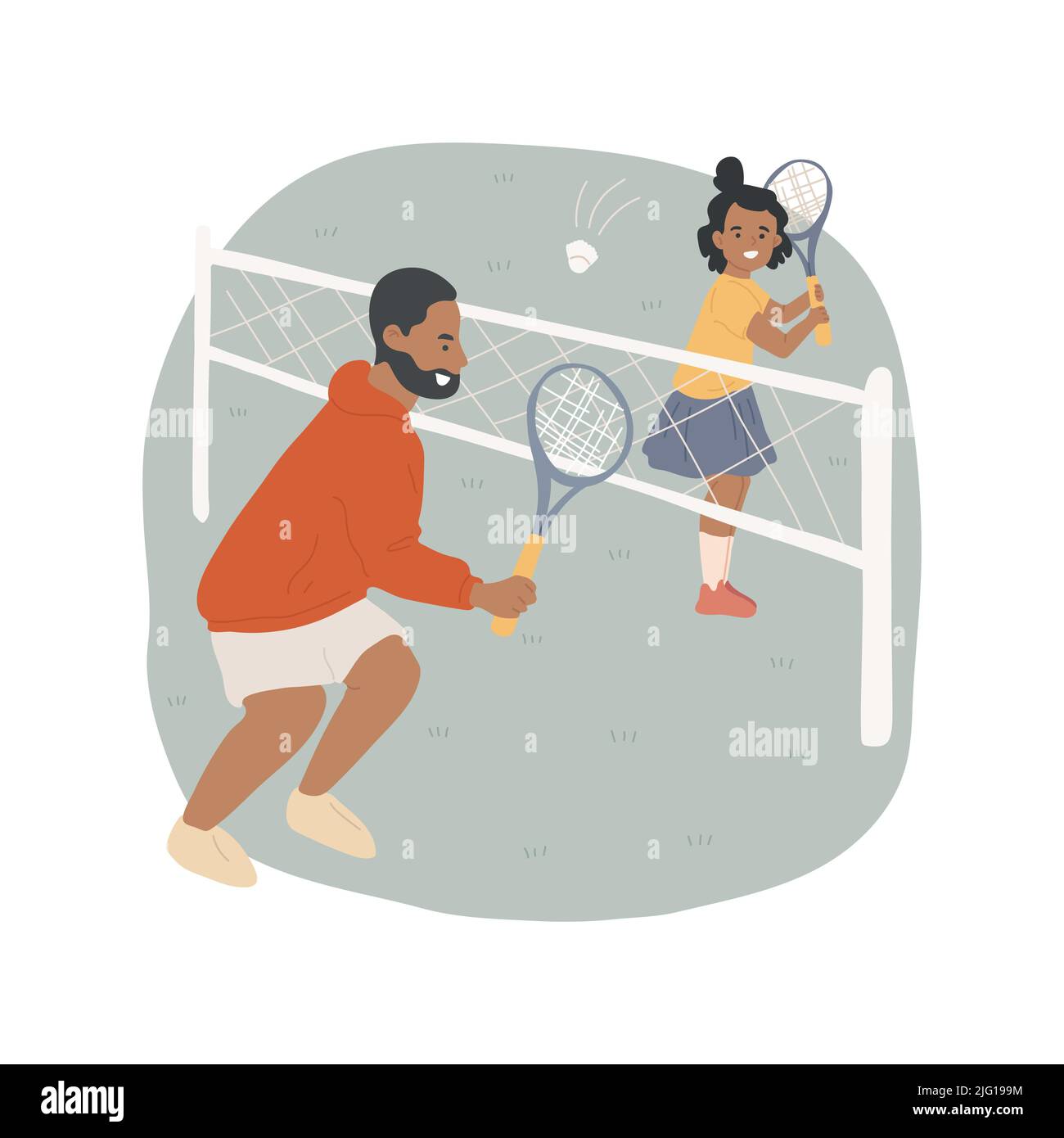 Badminton isolated cartoon vector illustration. Parent and child play ...