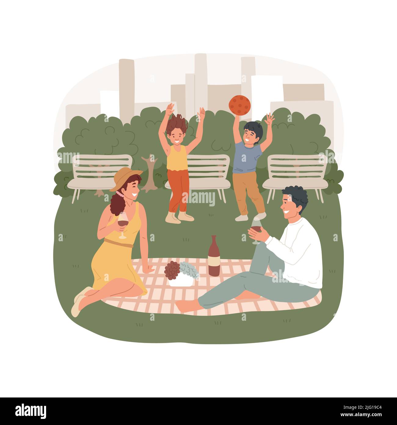 City picnic isolated cartoon vector illustration. Family having picnic ...