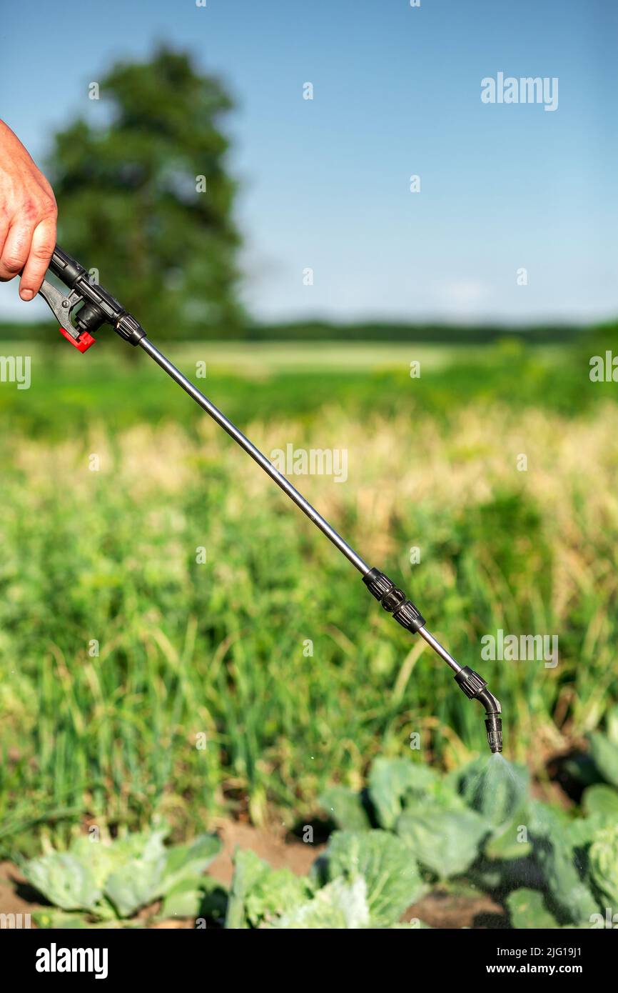 Telescopic tube rod sprayer poisons. Agriculture, gardening, vegetable ...